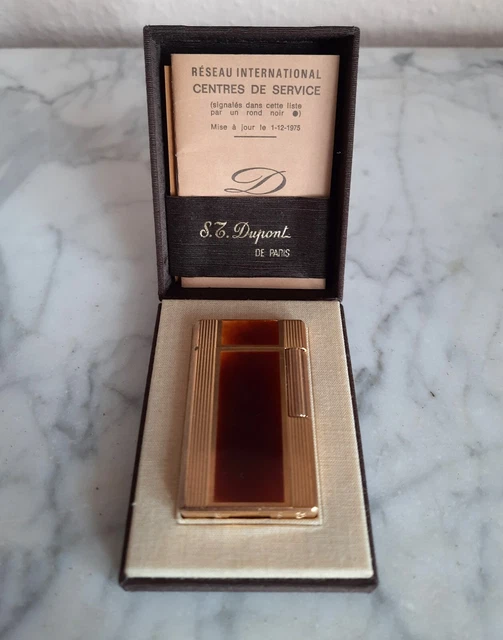 S.T. DUPONT FEUERZEUG 1979 - Laque de Chine vergoldet - mit Etui ...
