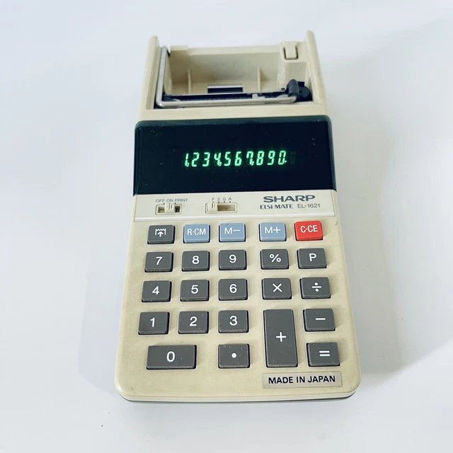 VINTAGE SHARP ELSI Mate EL-1621 Cal Japan Retro Green LED Calculator ...