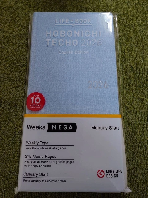 HOBONICHI TECHO 2026 Weeks Mega Colors Sky Mist English Version New ...