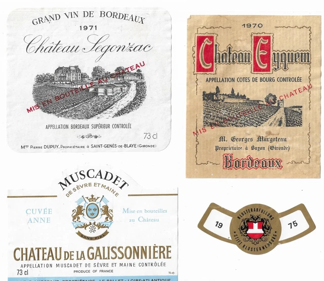 WINE BOTTLE LABELS French 1970's £10.00 - PicClick UK