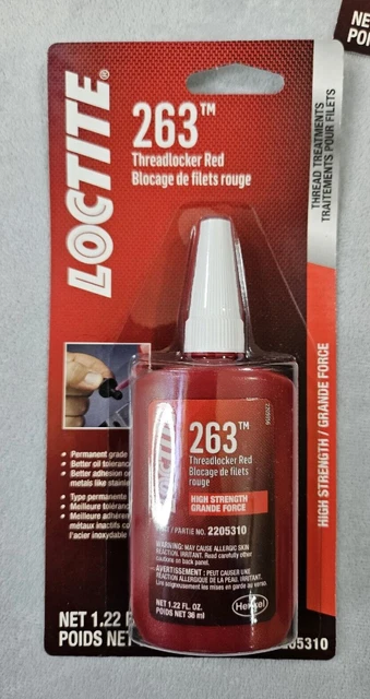LOCTITE 263 THREADLOCKER Red High Strength 1.22oz/36ml Bottle 2205310 ...