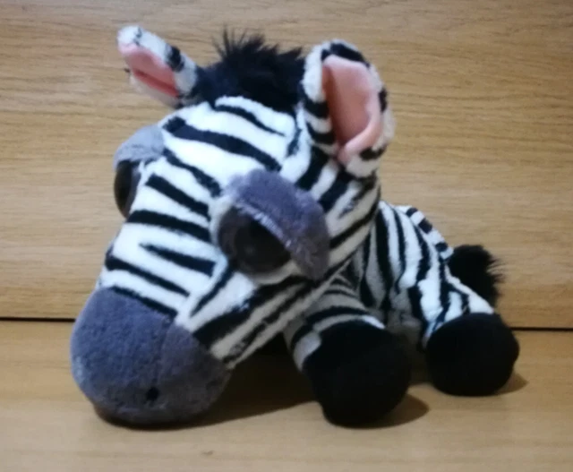 RUSS ZEBRA PLUSH Soft Toy childrens babys comforter 9 inches long black ...