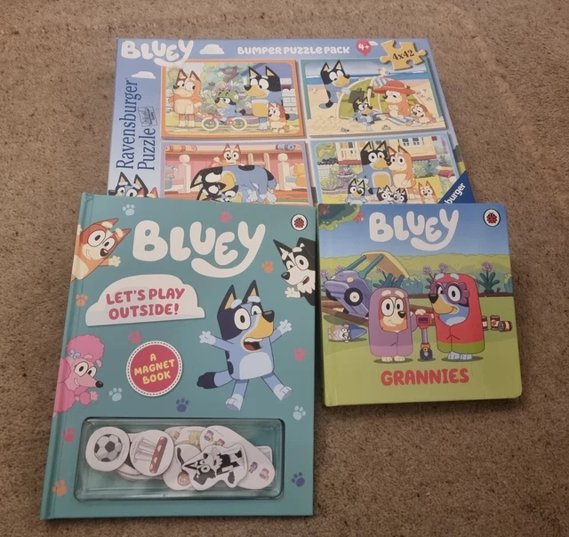 BLUEY GRANNIES, BLUEY Magnet Book & Bluey Bumper 42 Piece Puzzle Pack ...
