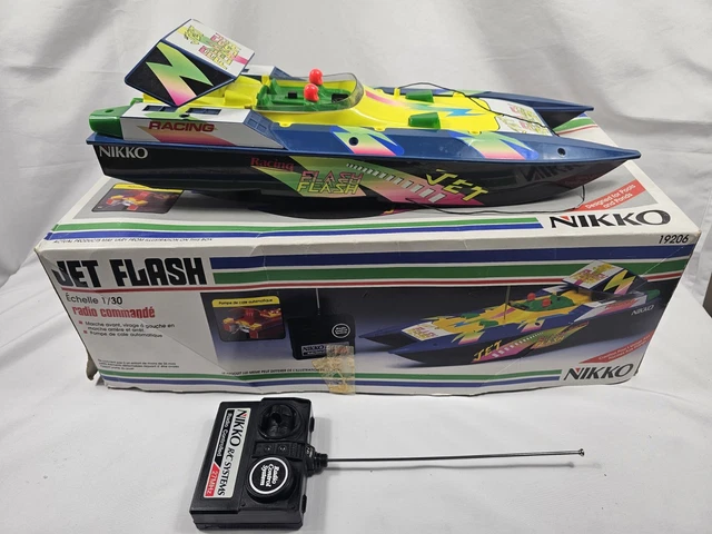 NIKKO JET FLASH 1:30 Scale RC Boat - Tested - Boxed - Retro - 19206 ...
