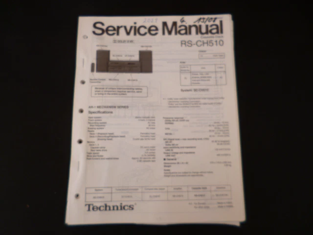 ORIGINAL SERVICE MANUAL Schaltplan Technics RS-DC8 EUR 12,50 - PicClick DE