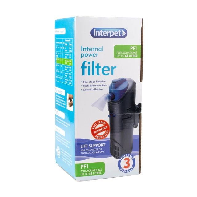 INTERPET INTERNAL POWER Filter Pf1 Submersible Aquarium Water Tank ...