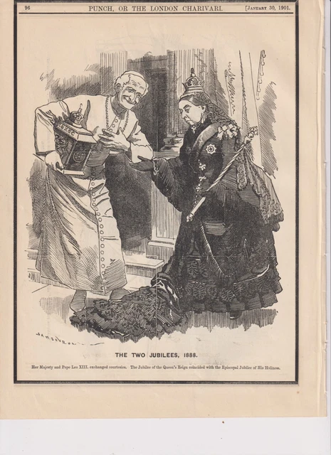 1901 TWO PUNCH Cartoons Death of Victoria - With Pope Leo XIII and ...