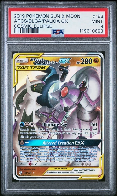 2019 POKEMON COSMIC Eclipse Arceus Dialga Palkia Gx #156 Psa 9 Mint ...
