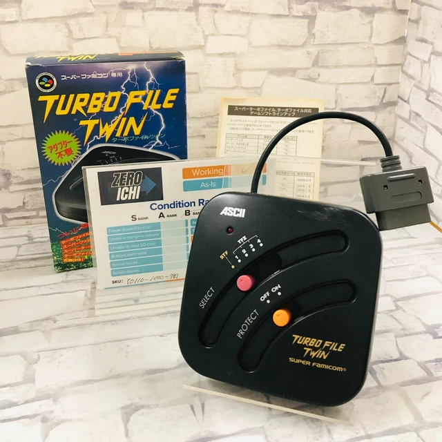 ASCII TURBO FILE TWIN For Super Famicom w/Box 1 day shipping [Excellent ...