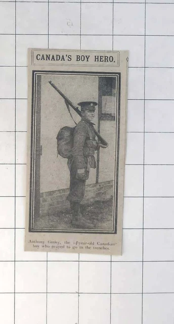 1915 ANTHONY GINLEY,14-YEAR Old Canadian Boy Who Prayed To Go To The ...