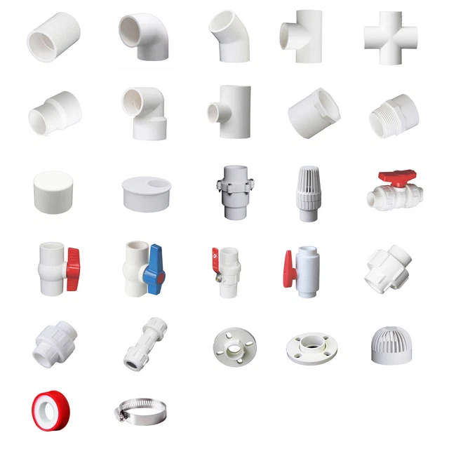WHITE PVC 63MM ID Pressure Pipe Fittings Metric Solvent Weld Various ...