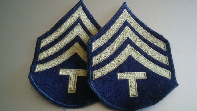 ORIGINAL US ARMY - 'WW2 pair TECH SGT' RANK INSIGNIA PATCHES £9.50 ...