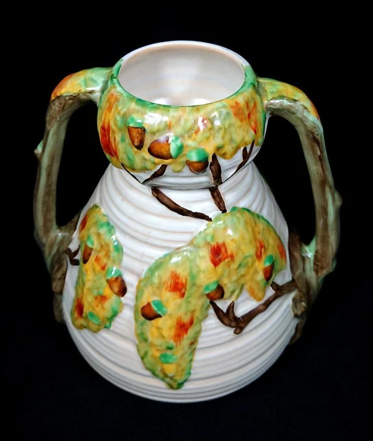 ART DECO CARLTON Ware Pottery Vase 'Day Oak' Pattern VGC 1930s EUR 51 ...