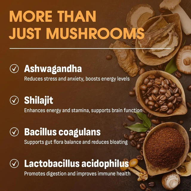MUSHROOM COFFEE, OVER 10 Superfood Mushrooms with Adaptogens ...