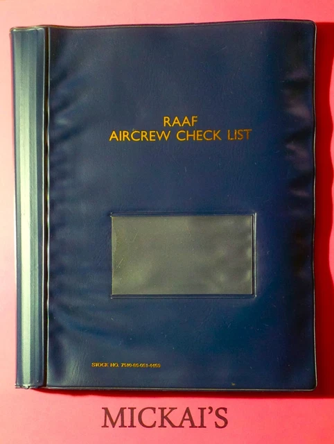 RAAF AIRCREW CHECK List - As New, Circa Gulf War - Plastic Folder Inset ...