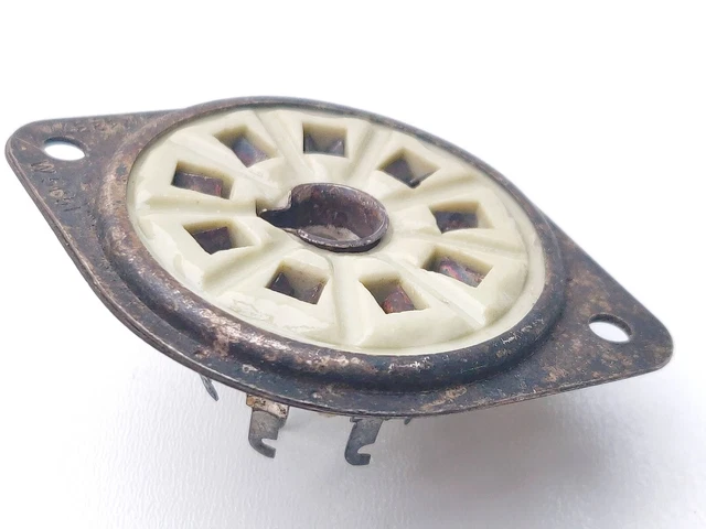 B9g Ceramic 2x Vintage Ww2 Socket Base 9 Pin British Valve Tube Ef50