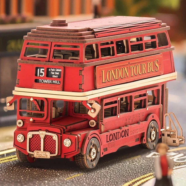 ROBOTIME LONDON TOUR Bus Auto 3D Holz Puzzle Modell Spielzeug Teens ...