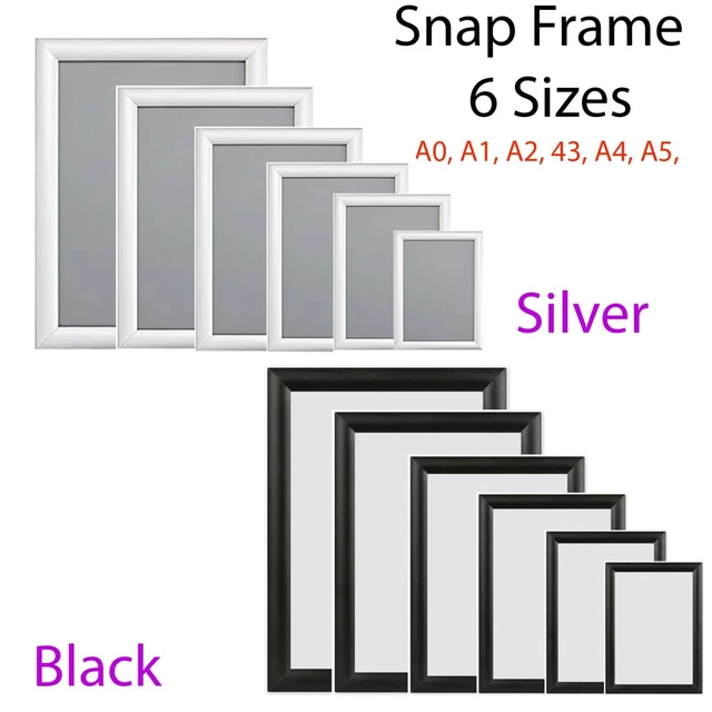 BLACK & SLIVER Aluminium A0-A5 All Sizes Snap Poster Frame Clip Picture Photo £59.99 - PicClick UK