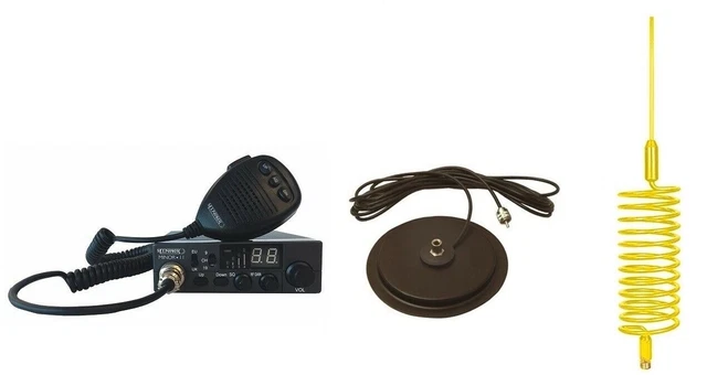 CB RADIO KIT Moonraker Minor Plus 80ch 12v/24v YELLOW Mini Antenna ...