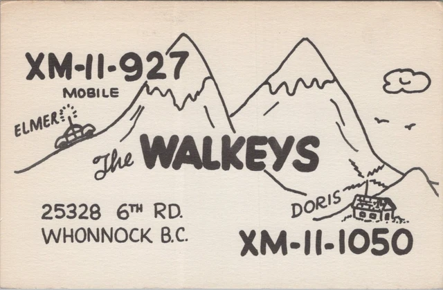 VINTAGE CB RADIO QSL postcard Elmer Doris Walkey 1970s Whonnock British ...