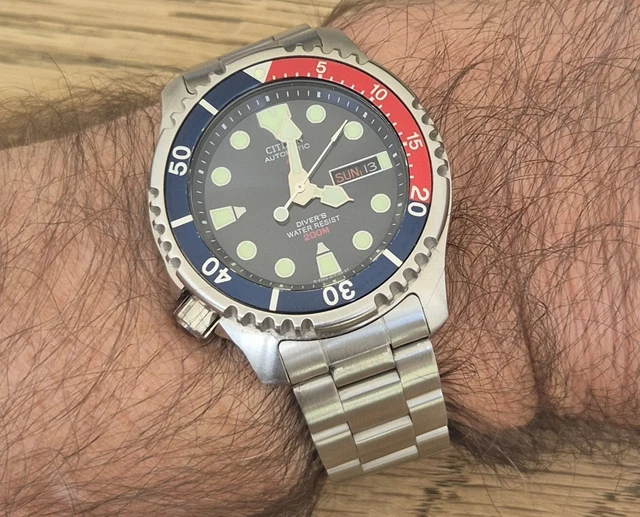 STUNNING CITIZEN PROMASTER Diver Blue Dial Pepsi Bezel Automatic Watch ...