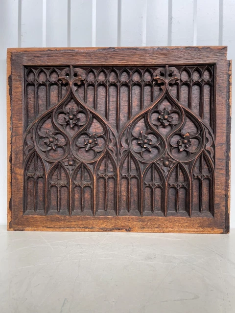 A STUNNING GOTHIC REVIVAL Carved panel in wood (4) £273.85 - PicClick UK