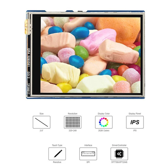 2.8& 320×240 RESISTIVE Touch LCD Display Screen Module for RPI ...