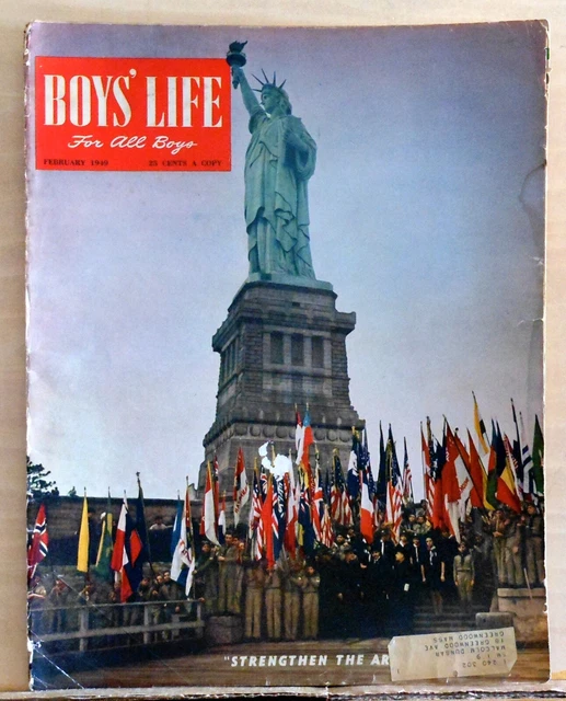 BOYS' LIFE MAGAZINE - February 1949 - Statue of Liberty cover - color ...