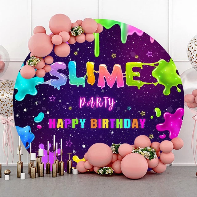 COLORFUL SLIME PARTY Round Happy Birthday Backdrop $35.95 - PicClick AU