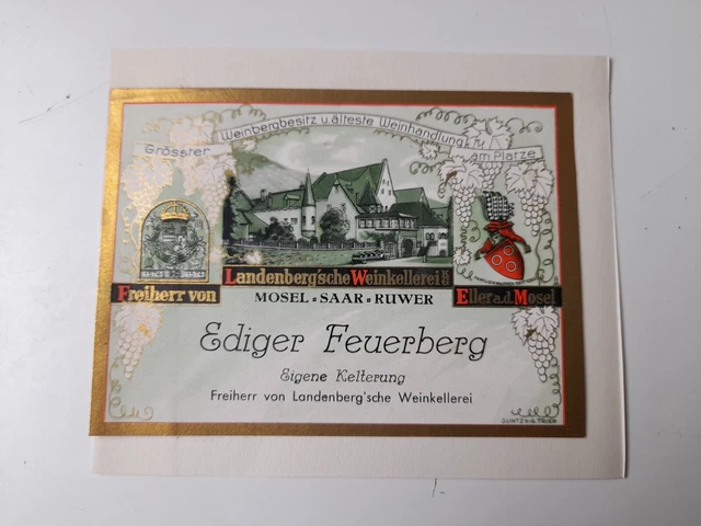 VINTAGE EDIGER FEUERBERG Original German Wine Collectible Label £6.89 ...