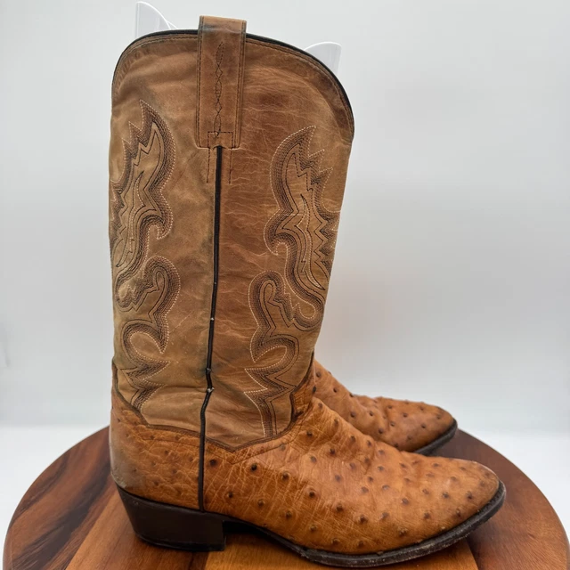 DAN POST BOOTS Mens 10.5 Tempe Full Quill Ostrich Leather DP2323 Cowboy ...