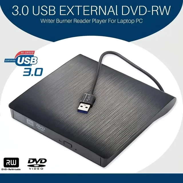 SLIM EXTERNAL USB 3.0 DVD CD RW Writer Drive Burner Reader Player For ...