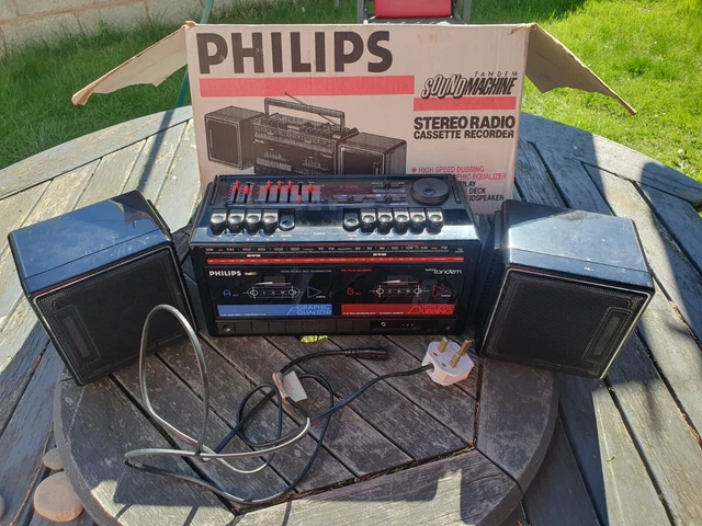 RETRO 1980S VINTAGE PHILIPS Tandem SoundMachine STEREO CASSETTE Player ...