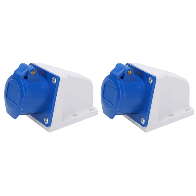 2PCS INDUSTRIAL POWER Socket 3-Pin Single Phase 16A 3 Hole 220-250V ...