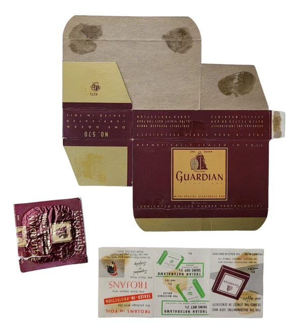 GUARDIAN VTG 1954 Rare Condom Trojan Box Package Empty & Flattened £35. ...