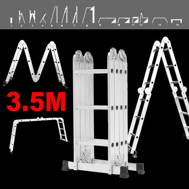 ALUMINIUM FOLDING LADDER 14 way Combination Multi-Purpose Extendable ...