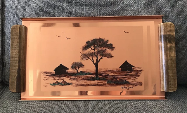 ROYAL SABLE PURE Copper Handpainted Tray, Zimbabwe £25.10 - PicClick UK