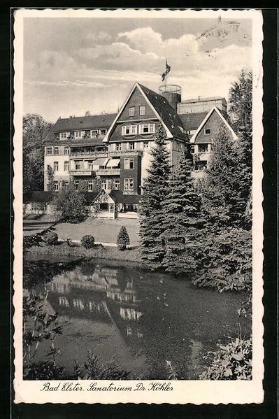 BAD ELSTER, SANATORIUM Dr. Köhler mit Park und Teich, Ansichtskarte ...