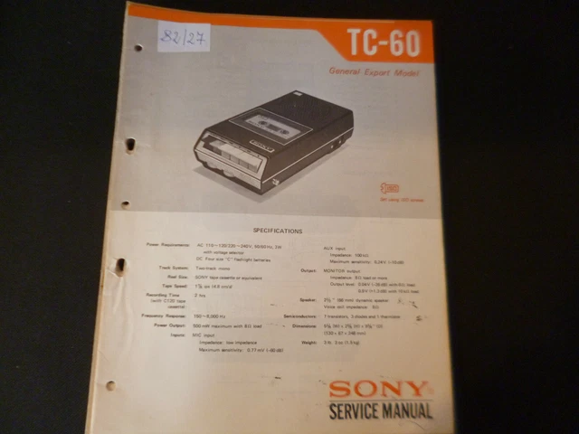 ORIGINAL SERVICE MANUAL Schaltplan Sony TC-RX70 RX70ES EUR 12,50 ...