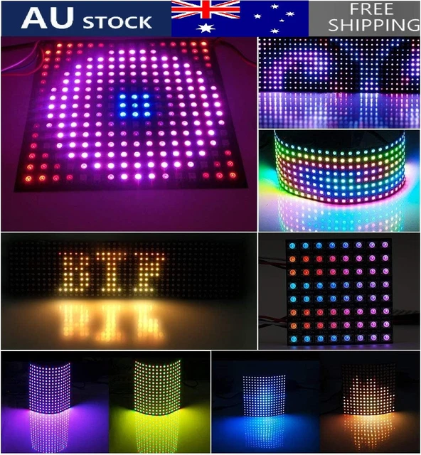 WS2812B RGB FLEXIBLE LED Panel Matrix Programmable Addressable NeoPixel ...