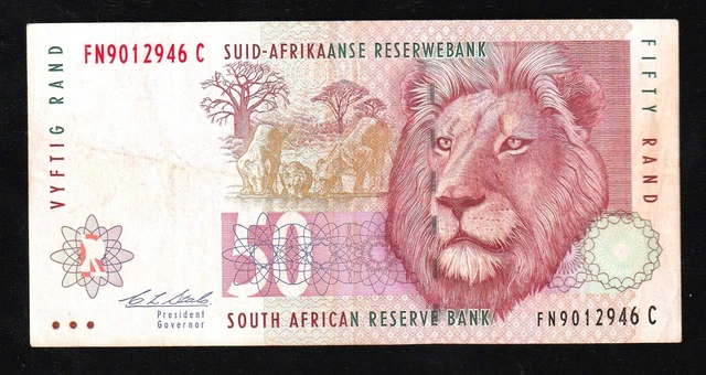SOUTH AFRICA 50 Rand 1992, P-125b, Sign: Stals, Brown Water,Banknote £ ...