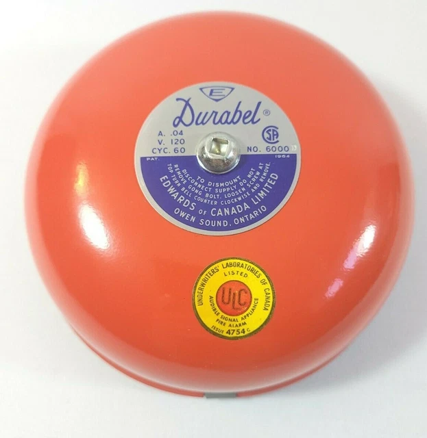 EDWARDS 1960'S DURABEL 6000 120 Volt 6'' Fire Alarm Bell, New in ...