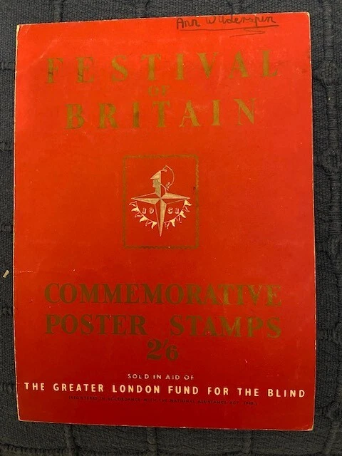 1951. FESTIVAL OF Britain "Commemorative Poster Stamps" in Booklet £5. ...