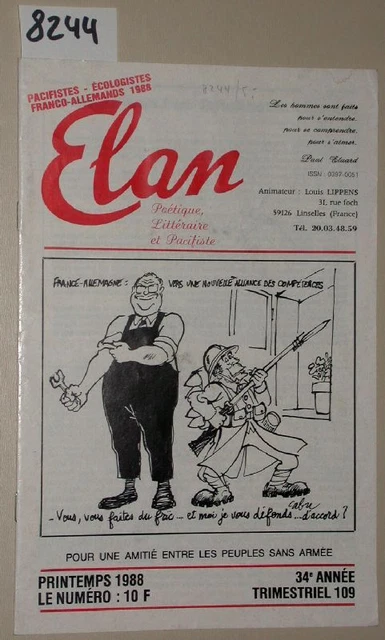 LIPPENS, LOUIS ELAN poétique, littéraire et pacifiste. No 111. Spécial ...