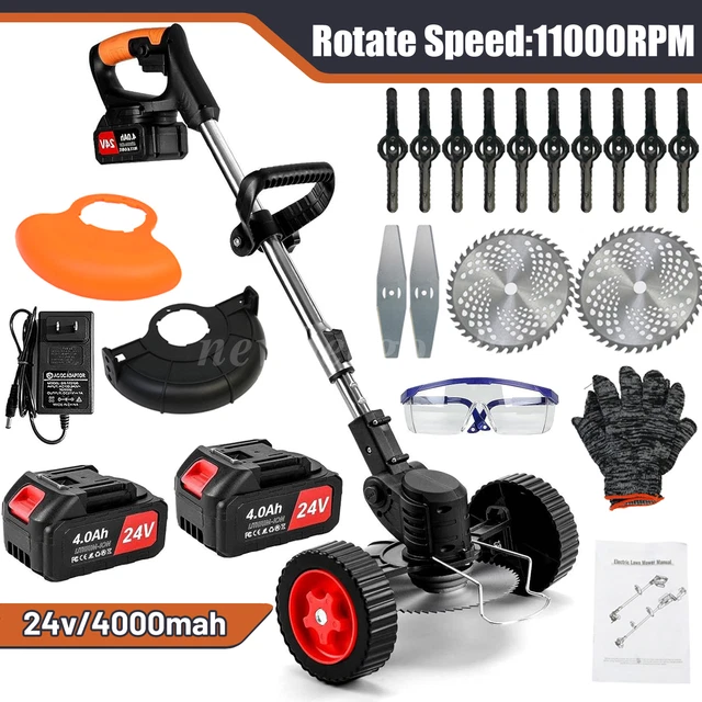 CORDLESS WEED EATER Electric Brush Cutter Lawn Edger Grass String ...