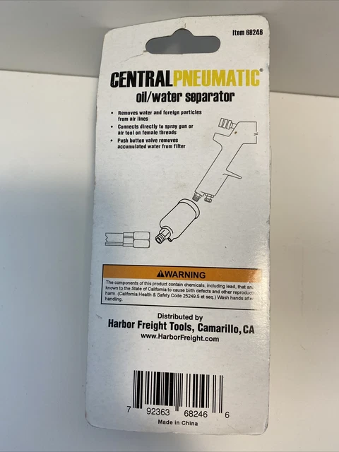 NOS CENTRAL PNEUMATIC Oil / Water Separator 1/4" Item 68246 $19.30 ...