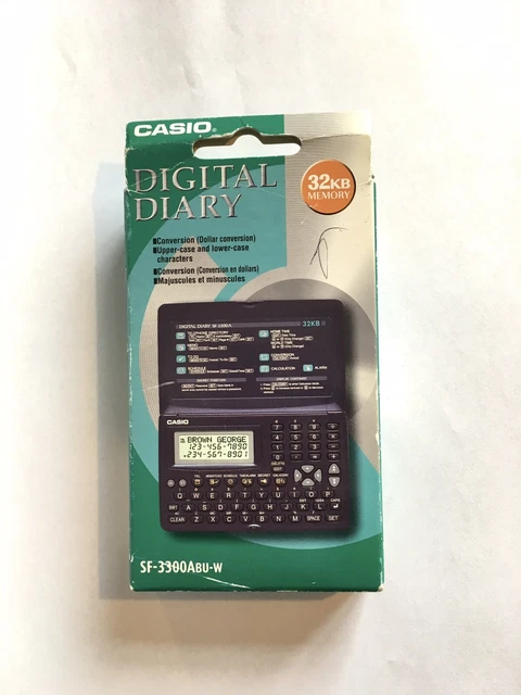 VINTAGE CASIO DIGITAL Diary SF-3300ABU-W Calendar Alarm Personal ...