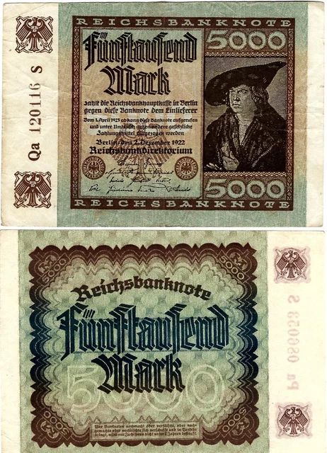 REICHSBANKNOTE 5000 MARK 1922 Berlin Reichsbank DEU-91e Ro.80e P-81e ...