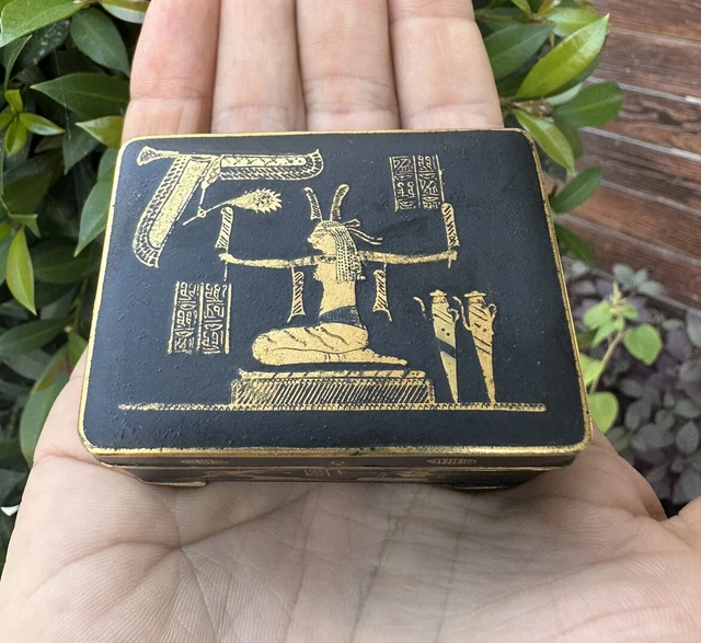 ANTIQUE FUJII YOSHITOYO Japanese Damascene 24K Gold Iron Box Egypt ...