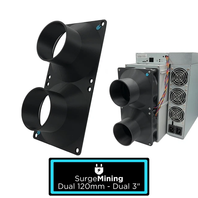 DUAL 120MM TO Dual 3 Inch Fan Shroud Silencer ASIC Antminer IceRiver ...